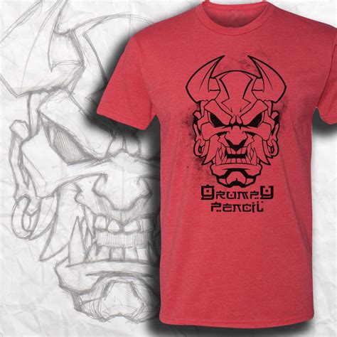 Glow Devil Oni Mask Embroidery Patch Grumpy Pencil