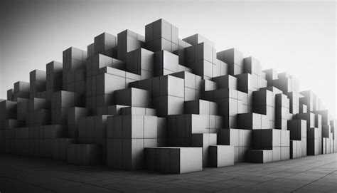 A Black And White Photo Of A Building Made Out Of Blocks Premium Ai