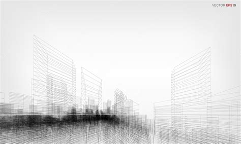 Premium Vector Wireframe City Background Perspective 3d Render Of Building Wireframe Vector