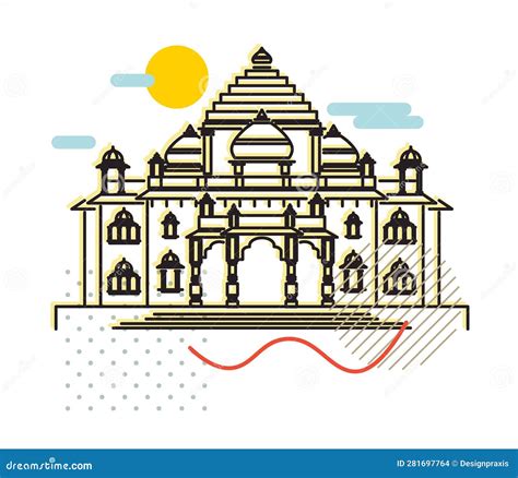 Gandhinagar Akshardham Temple Icon Illustration Stock Illustration