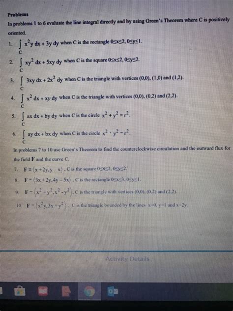 Solved Problems In Problems 1 To 6 Evaluate The Line Chegg Com