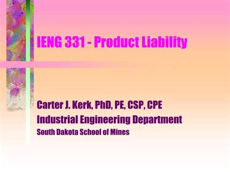 Ppt Ieng 331 Product Liability Powerpoint Presentation Free