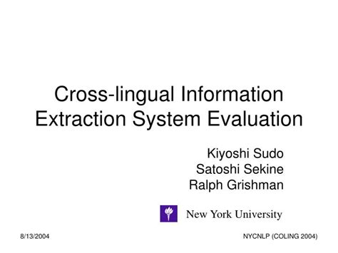 Ppt Cross Lingual Information Extraction System Evaluation Powerpoint Presentation Id5196423
