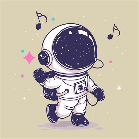 El Arte Del Canto Del Astronauta Chibi Vector Premium