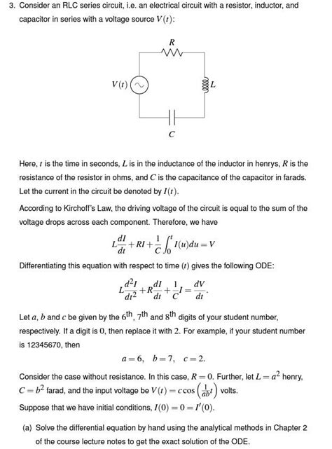 Solved Consider An RLC Series Circuit I E An Electrical Chegg Com