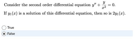 Solved Consider The Second Order Differential Equation