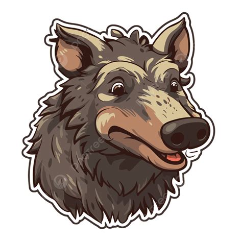 웃는 늑대의 이미지가 있는 데칼 클립 아트 벡터 고립 된 만화 멧돼지와 스티커 디자인 상표 Png 일러스트 및 벡터 에 대한 무료 다운로드 Pngtree