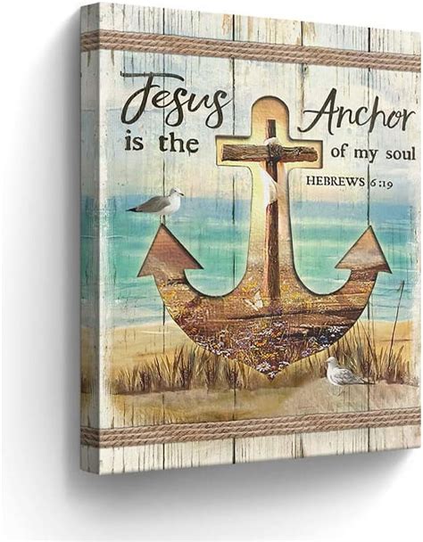 Aefer Anchor Cross Wall Art Christian Pictures Wall Decor Beach