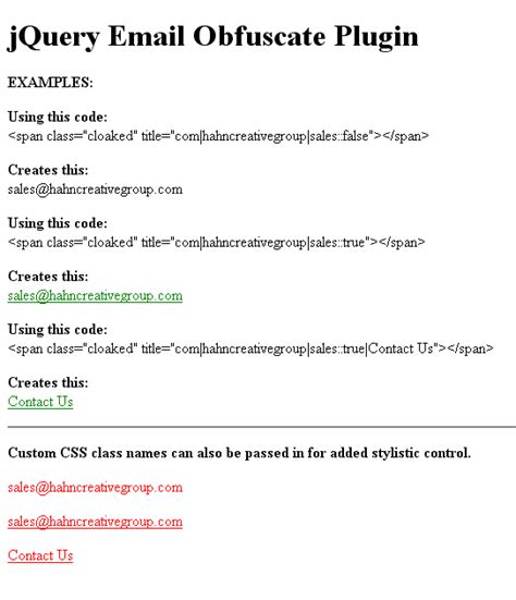 Wordpressjquery Email Obfuscate Plugin By Hahncreativegroup Codecanyon
