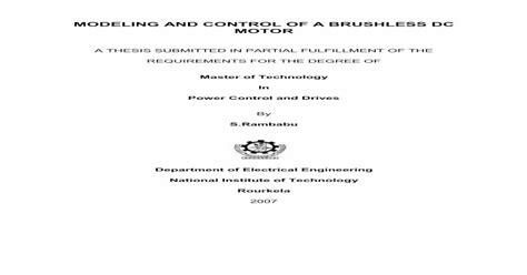 Pdf Modeling And Control Of A Brushless Dc Motor Dokumentips