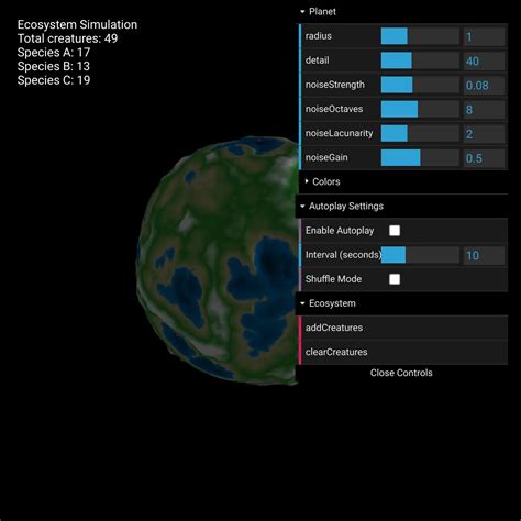 Threejs Planet Ecosystem Simulation