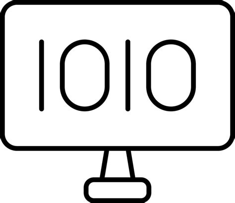 Binary Number Desktop Screen Black Line Art Icon 24156208 Vector Art