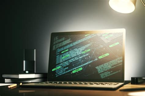 Premium Photo Abstract Creative Coding Concept On Modern Laptop Screen D Rendering