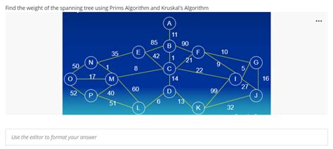 Solved Find The Weight Of The Spanning Tree Using Prims