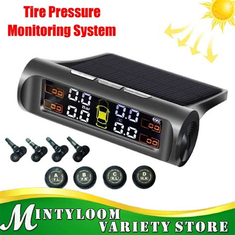TPMS Tire Pressure Monitoring System Solar Car Pressure Alarm System Solar Power And USB Charge