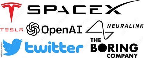 Popular Logos Of Elon Musk Companies Logos Tesla Openai Spacex The Boring Company Twitter