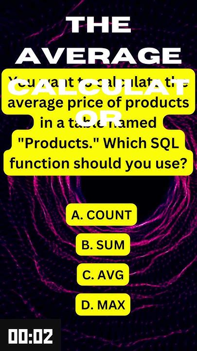 The Average Sql Quiz Sql Quiz Sqlbeginner Shorts Sqlcourse