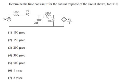 Solved Determine The Time Constant T For The Natural Chegg