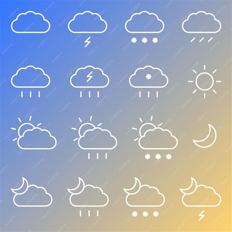Premium Vector Outline Web Icons Set With Weather Forecast Thin Line Icons Collection Modern