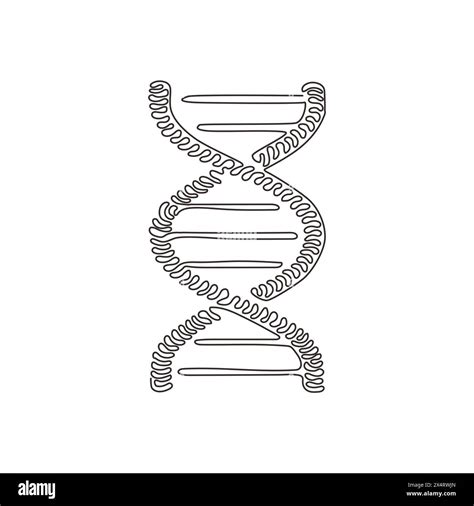 Continuous One Line Drawing Dna Icons Life Gene Model Bio Code Genetics Molecule Medical