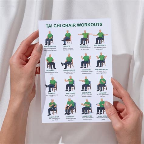 Tai Chi Chair Workout For Seniors 16 Step Seated Exercise Chart Tai
