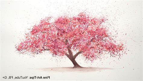 Watercolor Cherry Blossom Tree