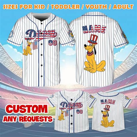 Disney Pluto 4th Of July Jersey Shirt Mickey And Friends Baseball