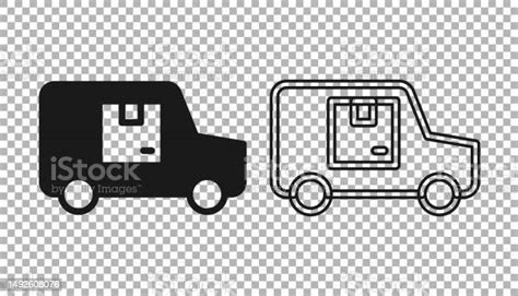 투명 한 배경에 격리 된 블랙 딜리버리 화물 트럭 차량 아이콘 벡터 개념에 대한 스톡 벡터 아트 및 기타 이미지 개념 검은