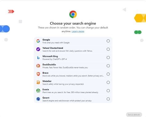 Chrome Search Engine Selection Pop Up