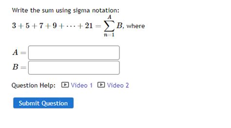 Solved Write The Sum Using Sigma Notation Chegg
