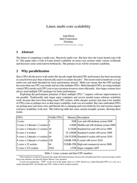 Linux Multi Core Scalability Pdf Multi Core Processor Parallel