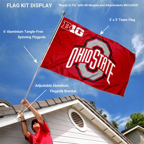 Ohio State Buckeyes Flag Pole And Bracket Kit State Street Products