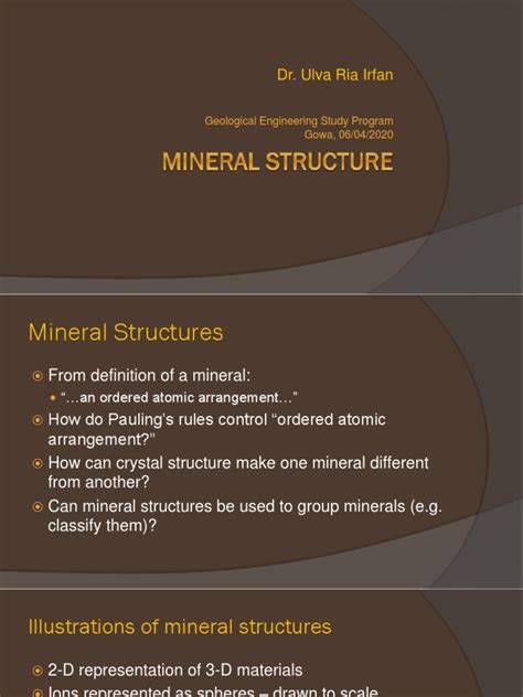 Structure Minerals Pdf Minerals Crystal Structure
