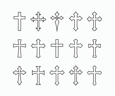 Simple Cross Outline Design Christian Cross Abstract Concept Jesus