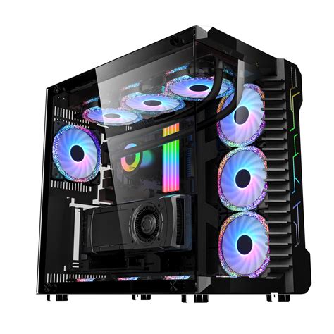 Atx Pc With Fan Colourful Plexiglass Horizontal Cooled Cpu Cabinet