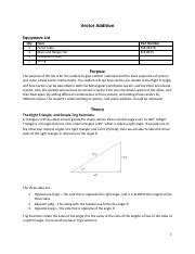 Draft Vector Addition Lab Edited Pdf Vector Addition Equipment List Qty