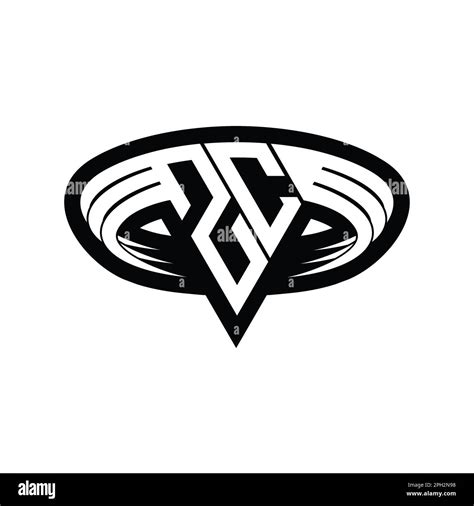 ZC Logo Monogram Letter With Triangle Shape Slice Isolated Outline Design Template Stock Photo