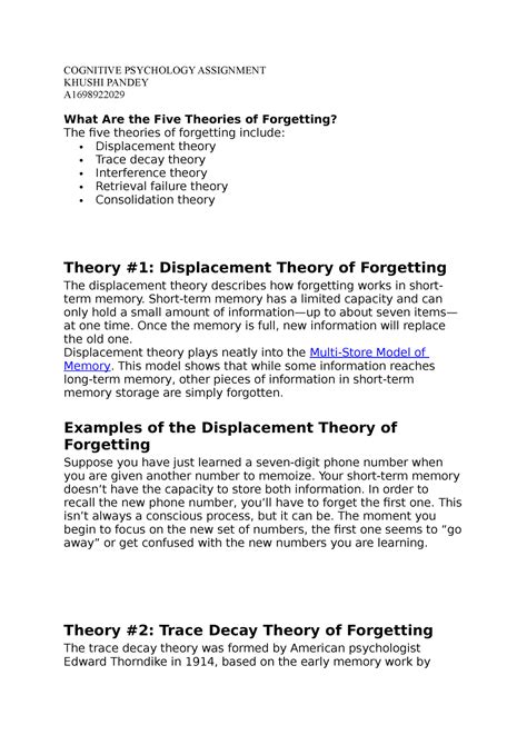 Cognitive Assignment Cognitive Psychology Assignment Khushi Pandey A