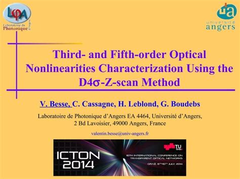 Icton 2014 Third And Fifth Order Optical Nonlinearities Characterization Using The D4sigma Z