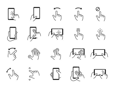 Premium Vector Phone Gestures Icons Hand Swiping And Touching Smartphone Screen Tablet Or