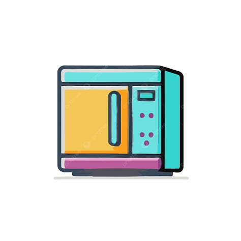 전자레인지의 다채로운 벡터 그림 흰색 배경에 있는 가전제품의 단순한 다채로운 아이콘 그림자 없음 작은 프레임 중앙 Png 일러스트 및 벡터 에 대한 무료 다운로드