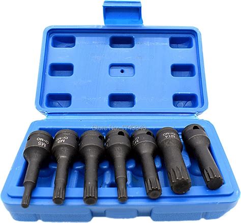 Mseuro Spline Bit Socket 7 Piece Set 3 8 Square Drive M5