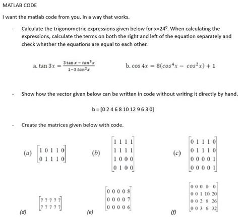 Solved Matlab Code I Want The Matlab Code From You In A Way That