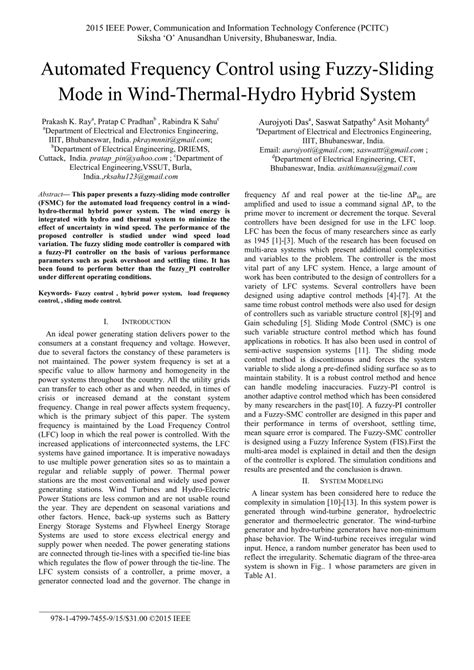 Pdf Automated Frequency Control Using Fuzzy Sliding Mode In Wind