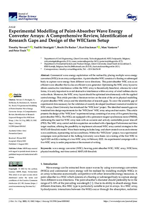 pdf experimental modelling of point absorber wave energy converter