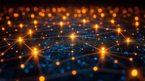 glowing network nodes and connections in digital grid stock image