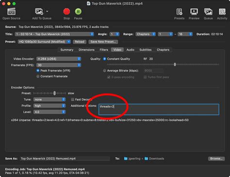 limiting handbrake threads to prevent throttling on m2 macbook air