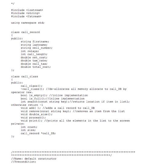 Solved You Will Implement Class Called Call Class The