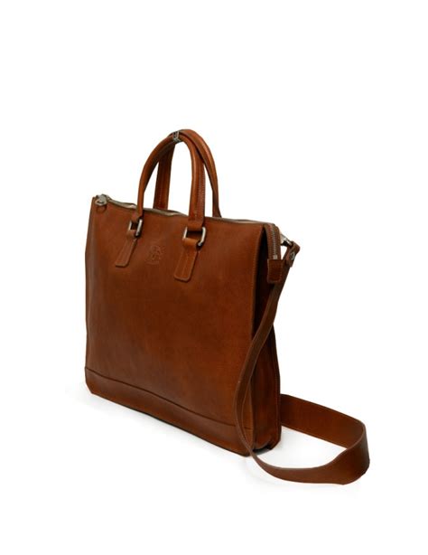 Il Bisonte Handmade Shoulder Bag In Brown Leather
