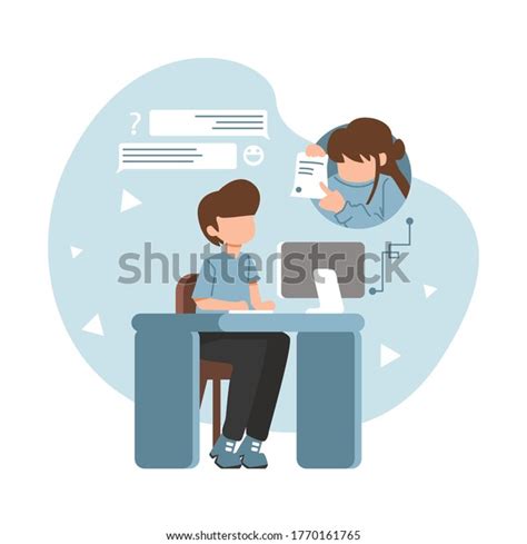 Handsome Man Working His Computer Work Stock Vector Royalty Free Shutterstock
